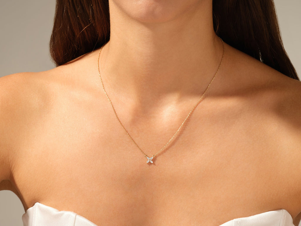 Marquise Cut Clover Moissanite Diamond Necklace for Her – Aurous Fine ...
