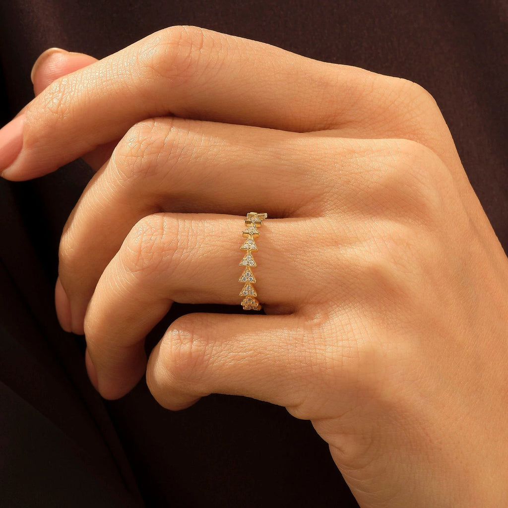 Round Cut Diamond Eternity Triangle Wedding Ring for Women – Aurous ...